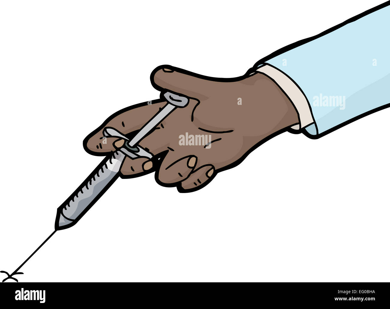 African doctor hand injecting syringe needle over white Stock Photo - Alamy