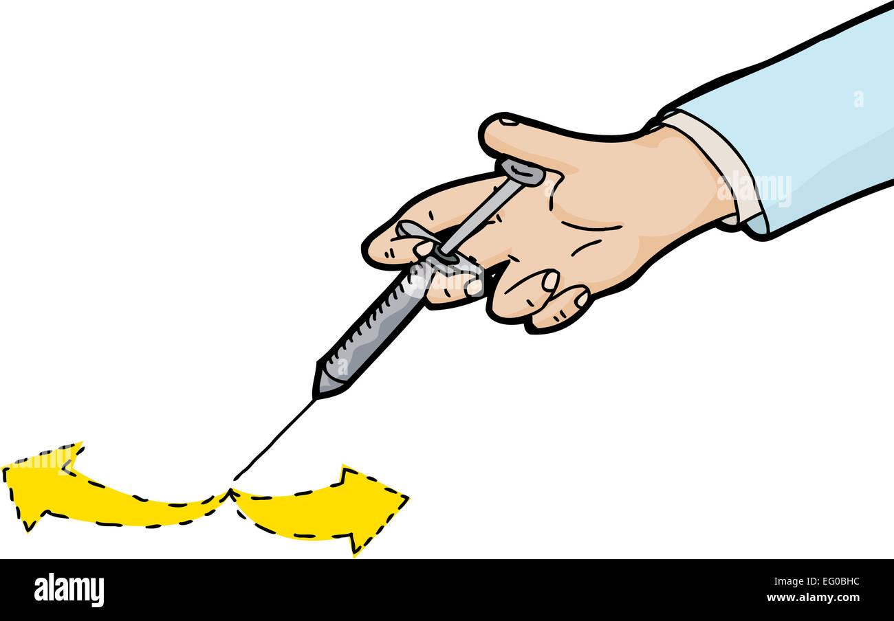 Graphic of injection serum with arrows over white Stock Photo - Alamy