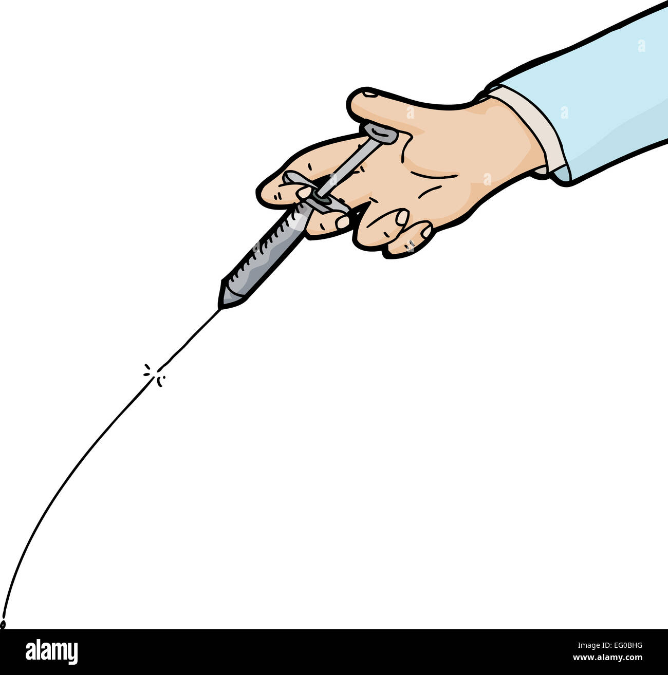 Doctor squeezing serum from syringe over white background Stock Photo ...