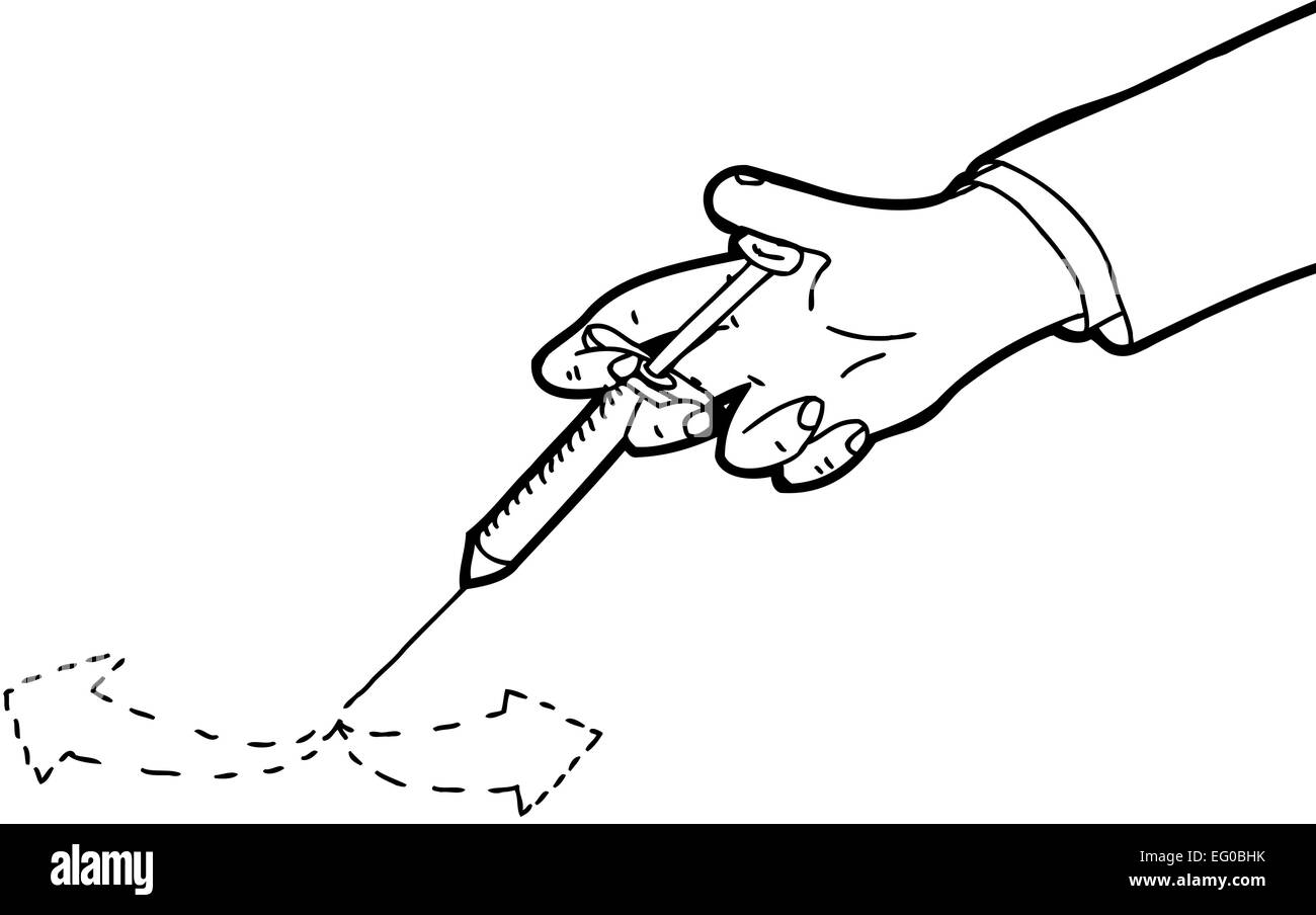 Outline of injection from syringe over white background Stock Photo - Alamy
