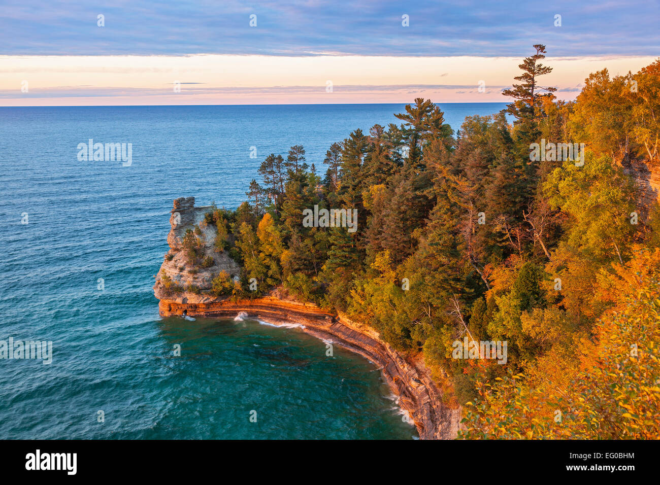 Pictured Rocks National Lakeshore, MI: Sunset light after a clearing ...