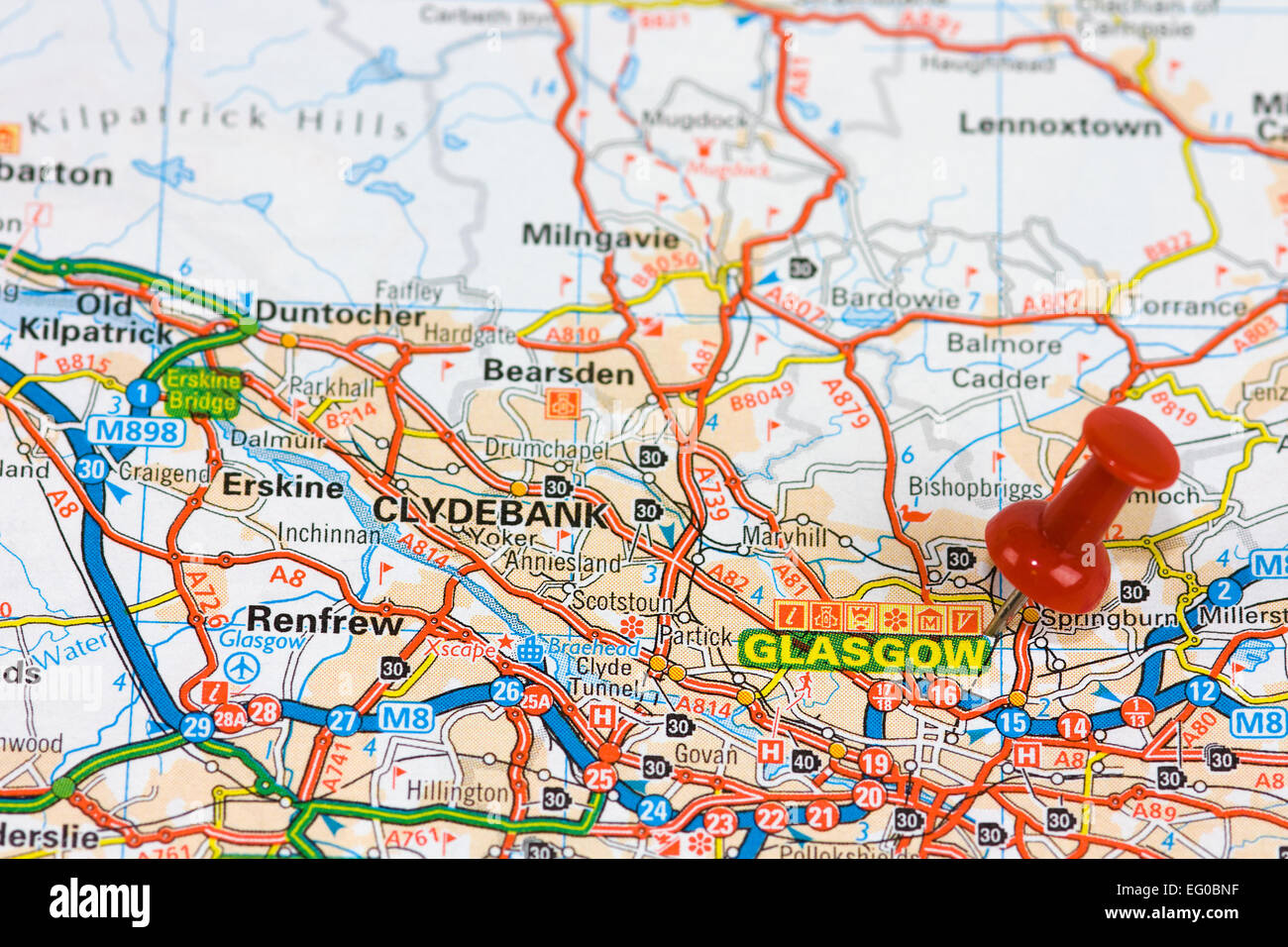 Glasgow road map hi-res stock photography and images - Alamy