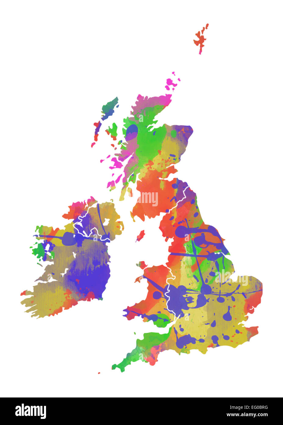 Watercolour map england hi-res stock photography and images - Alamy