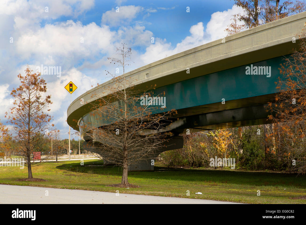 Exit ramp off Interstate 4 in Orlando, Florida. Image is shot from ...