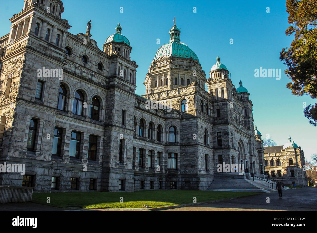 British Columbia`s historic stone legislative building in Victoria ...