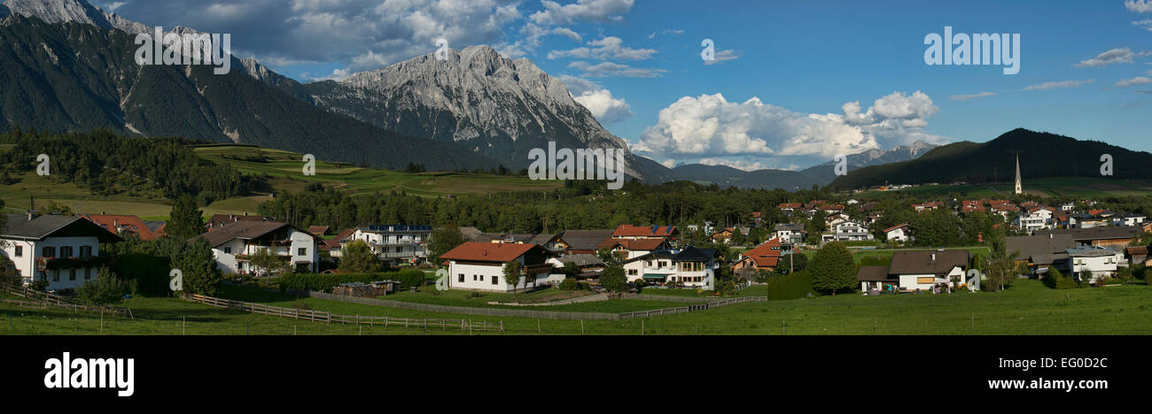 Austrian Alps mountain valley village panorama Stock Photo - Alamy