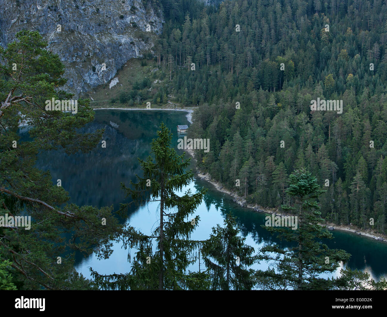 Germany Alps Bavaria mountain lake cabin Stock Photo - Alamy