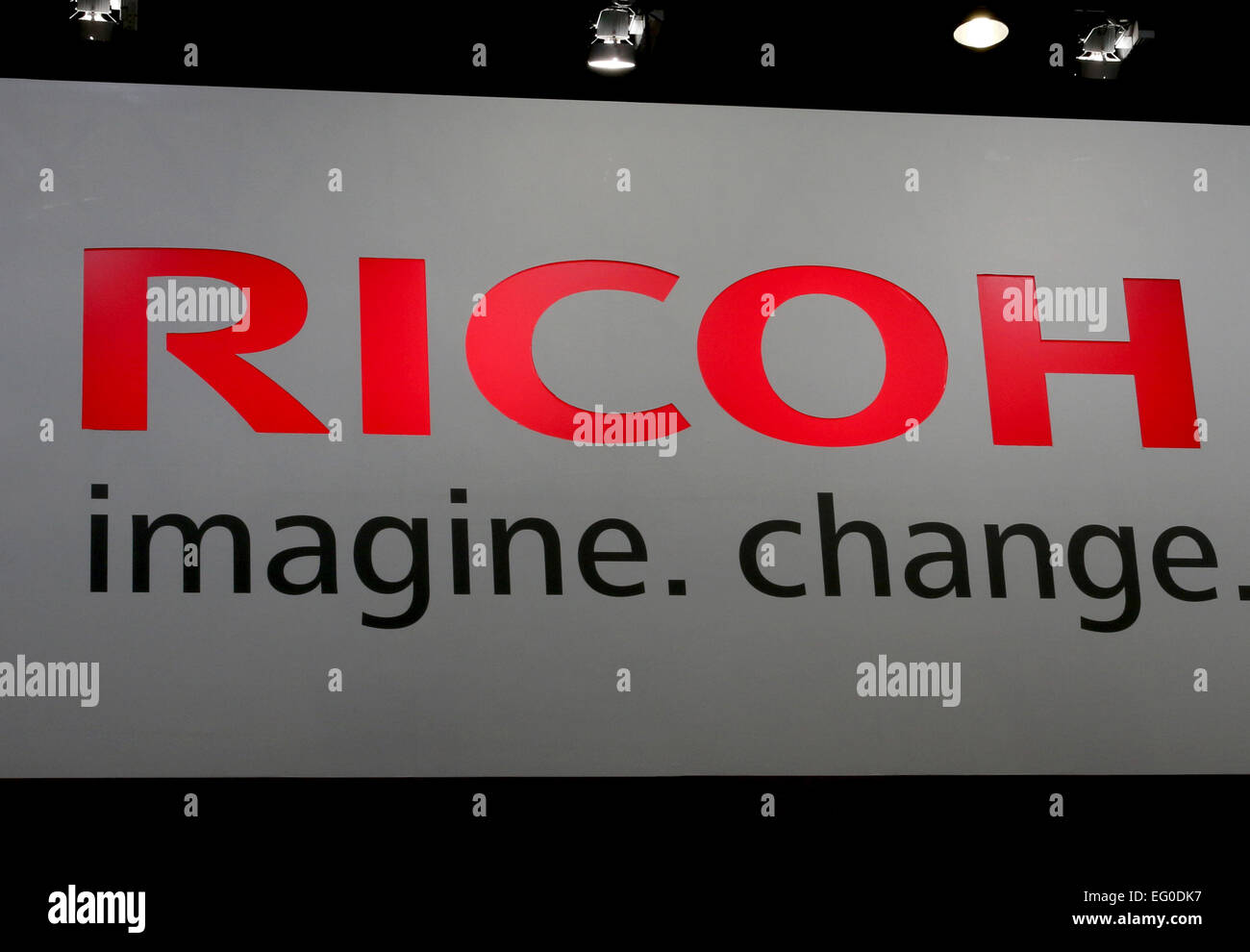 Tokyo. 12th Feb, 2015. Ricoh's logo, Japan's imaging and network system ...