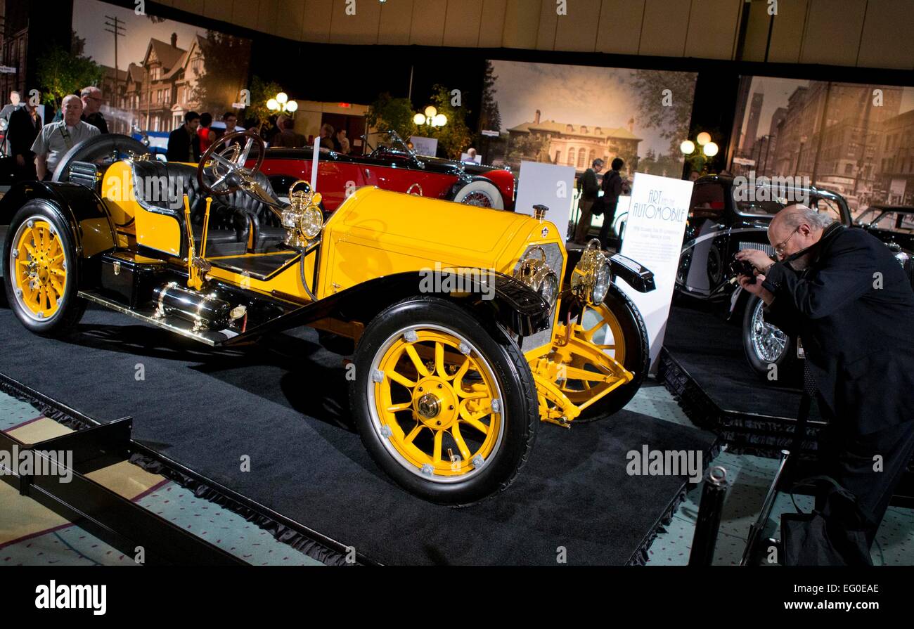 Toronto, Canada. 12th Feb, 2015. A man takes photos of a Stutz Bearcat ...