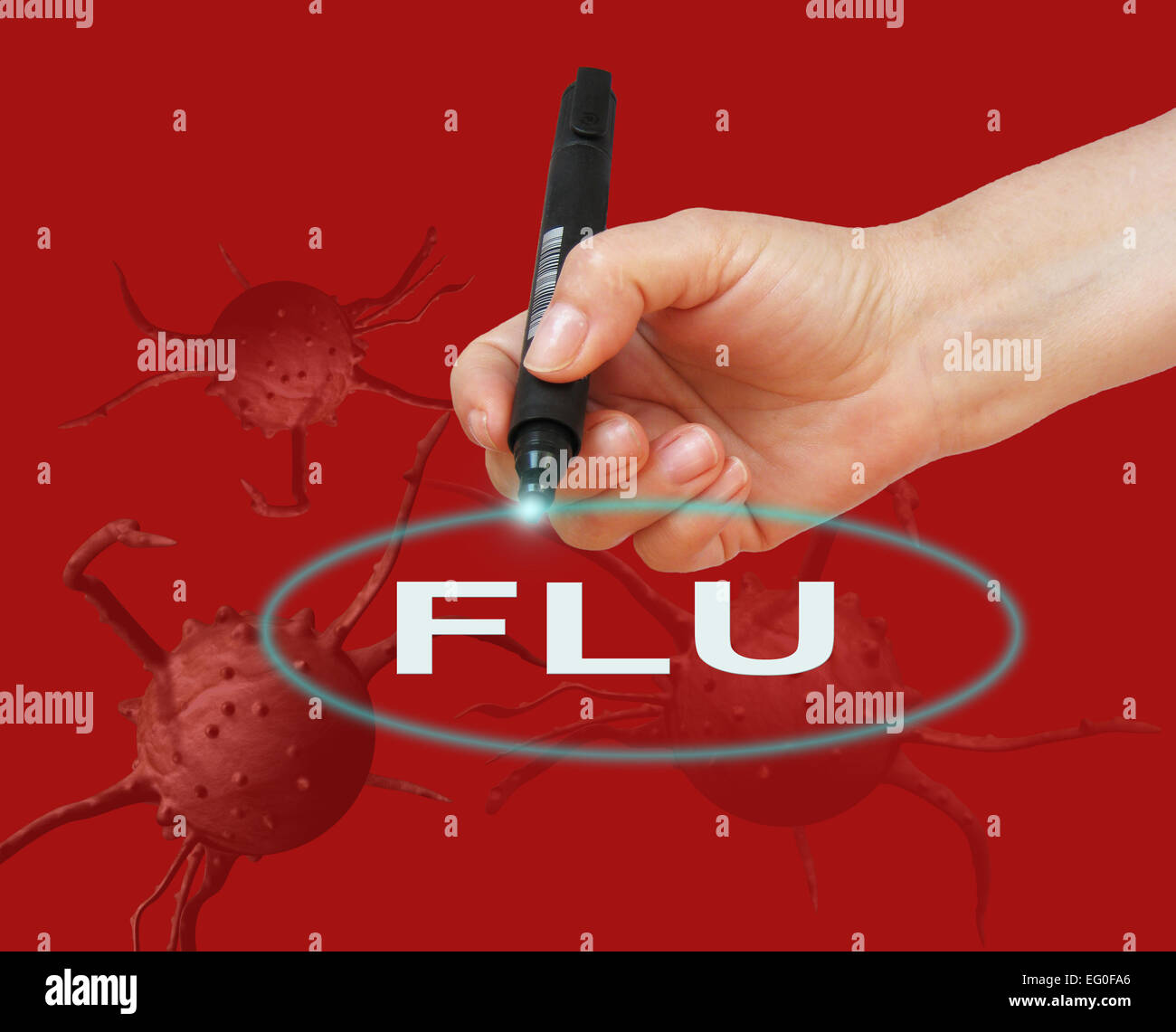 writing word FLU on red background made in 2d software Stock Photo - Alamy