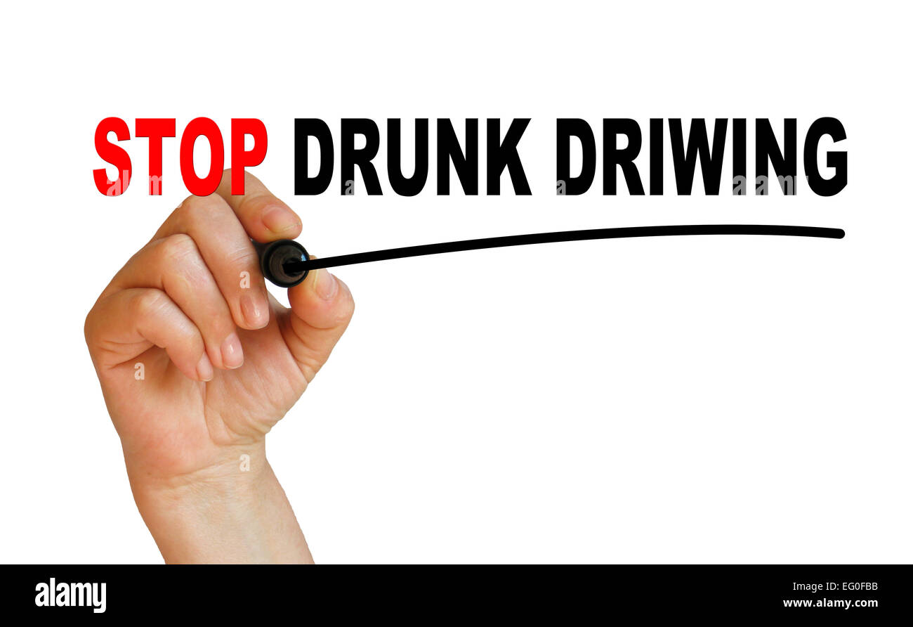 writing words ' Stop Drunk Driving ' on white background made in 2d ...