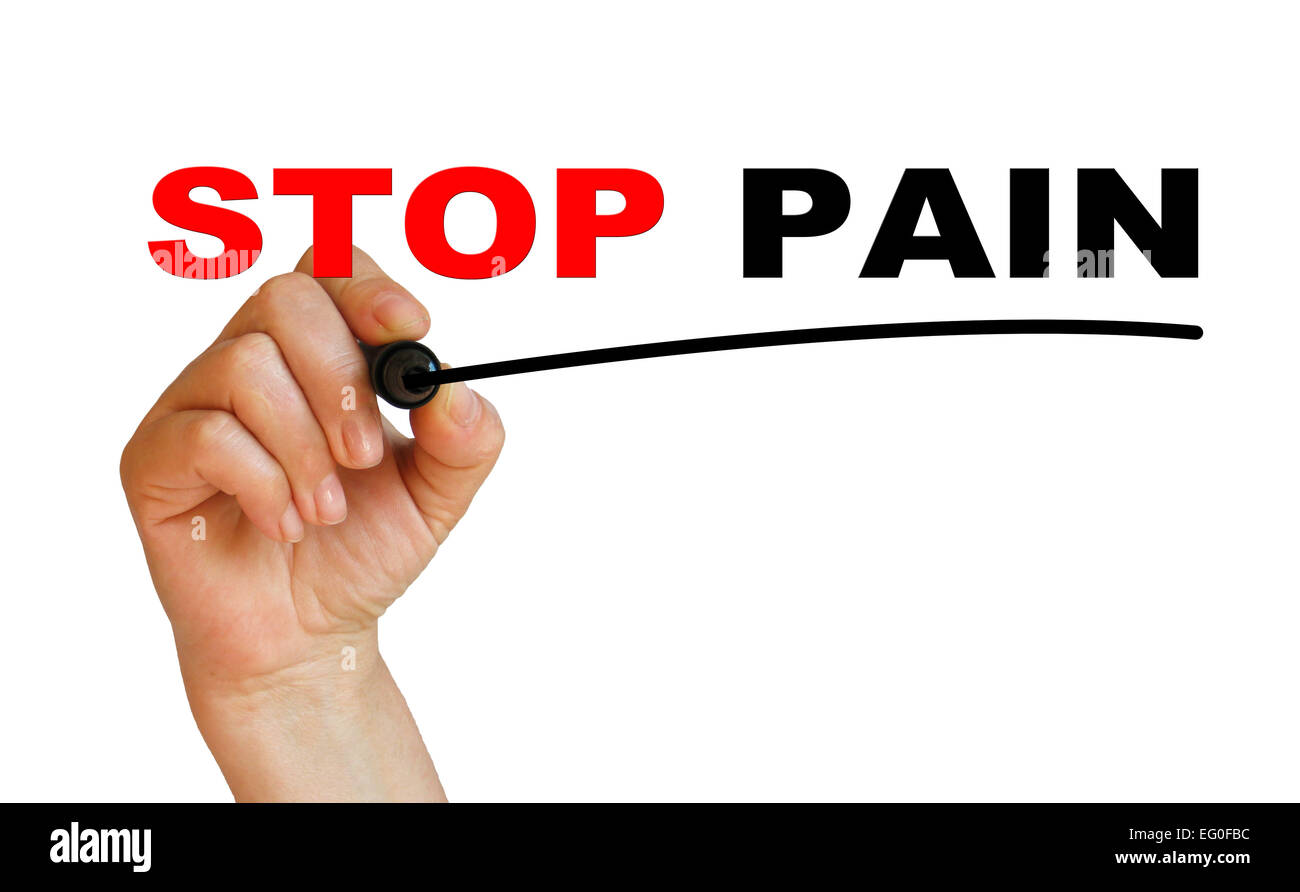 writing words ' STOP PAIN ' on white background made in 2d software ...