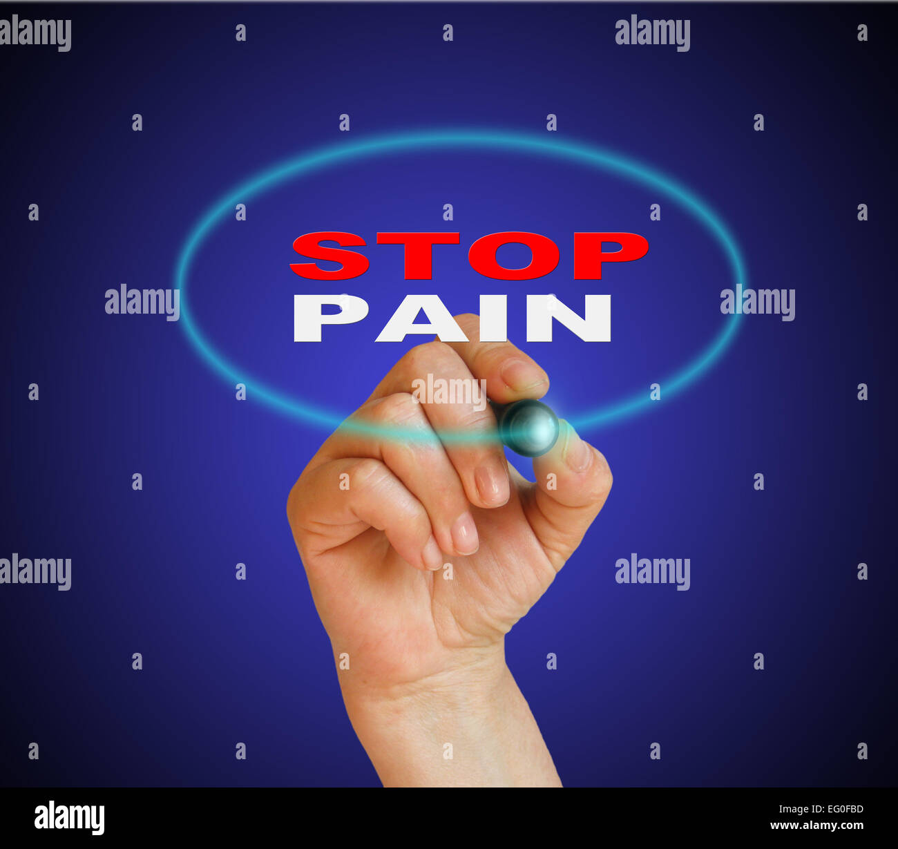 writing words ' STOP PAIN ' on gradient background made in 2d software ...