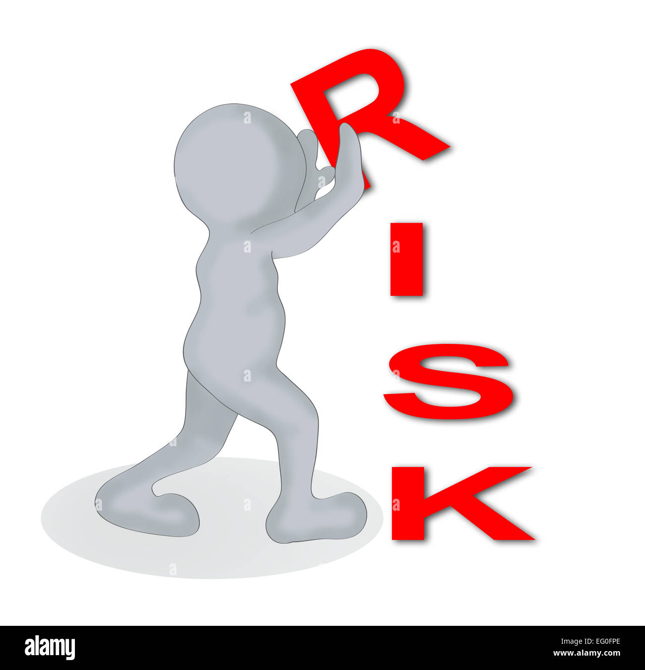 2D man and a letters R,I,S,K make word "risk" made in 2d software Stock ...