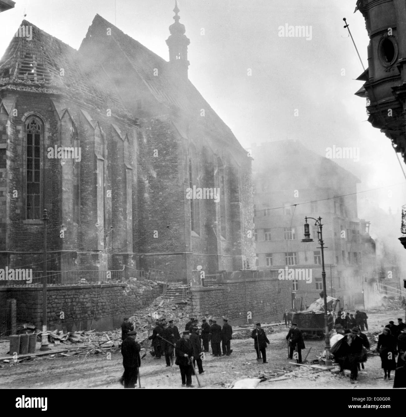 Prague during WWII, bomb raid aftermath Stock Photo - Alamy