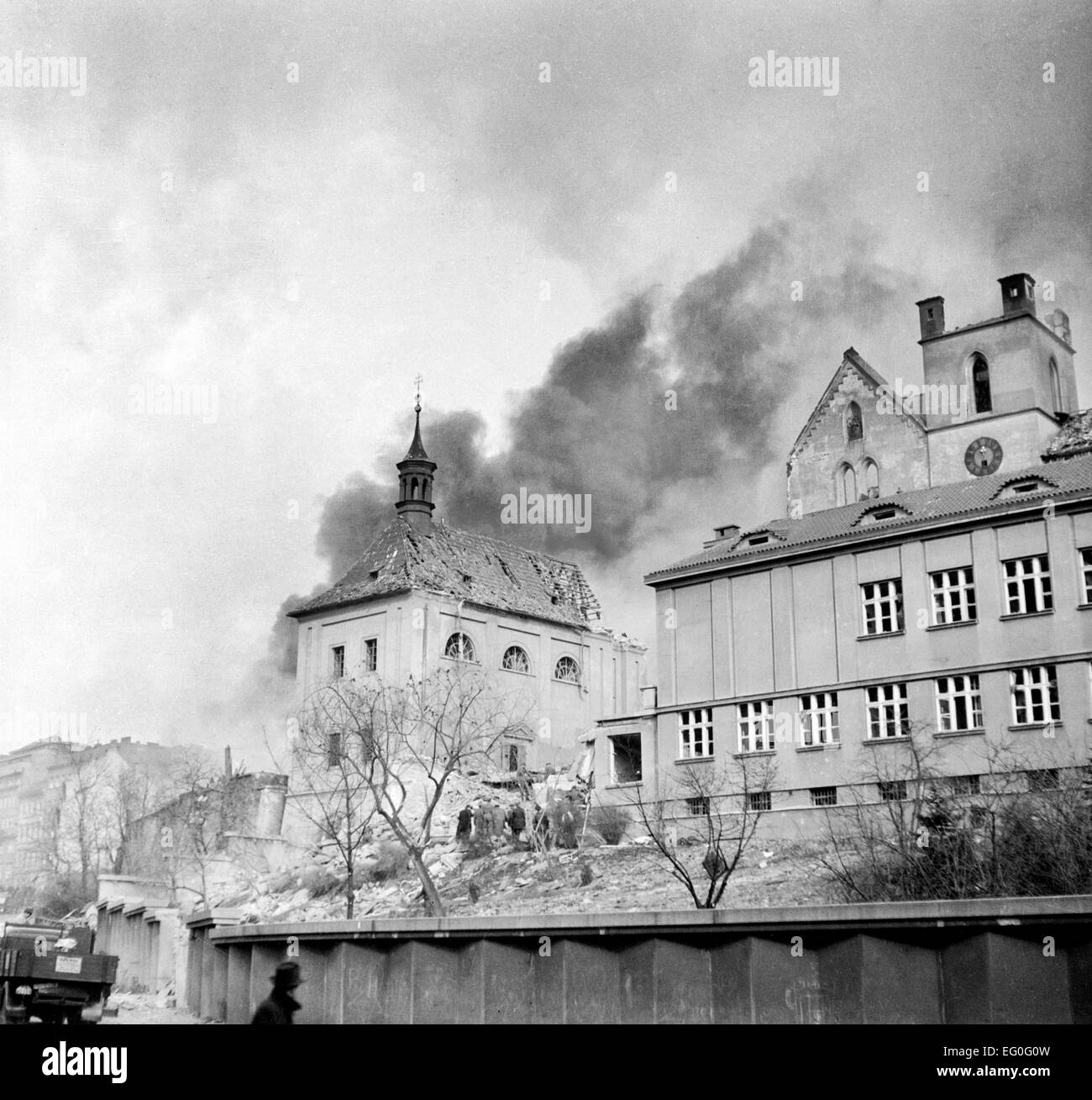 Prague during WWII, bomb raid aftermath Stock Photo - Alamy