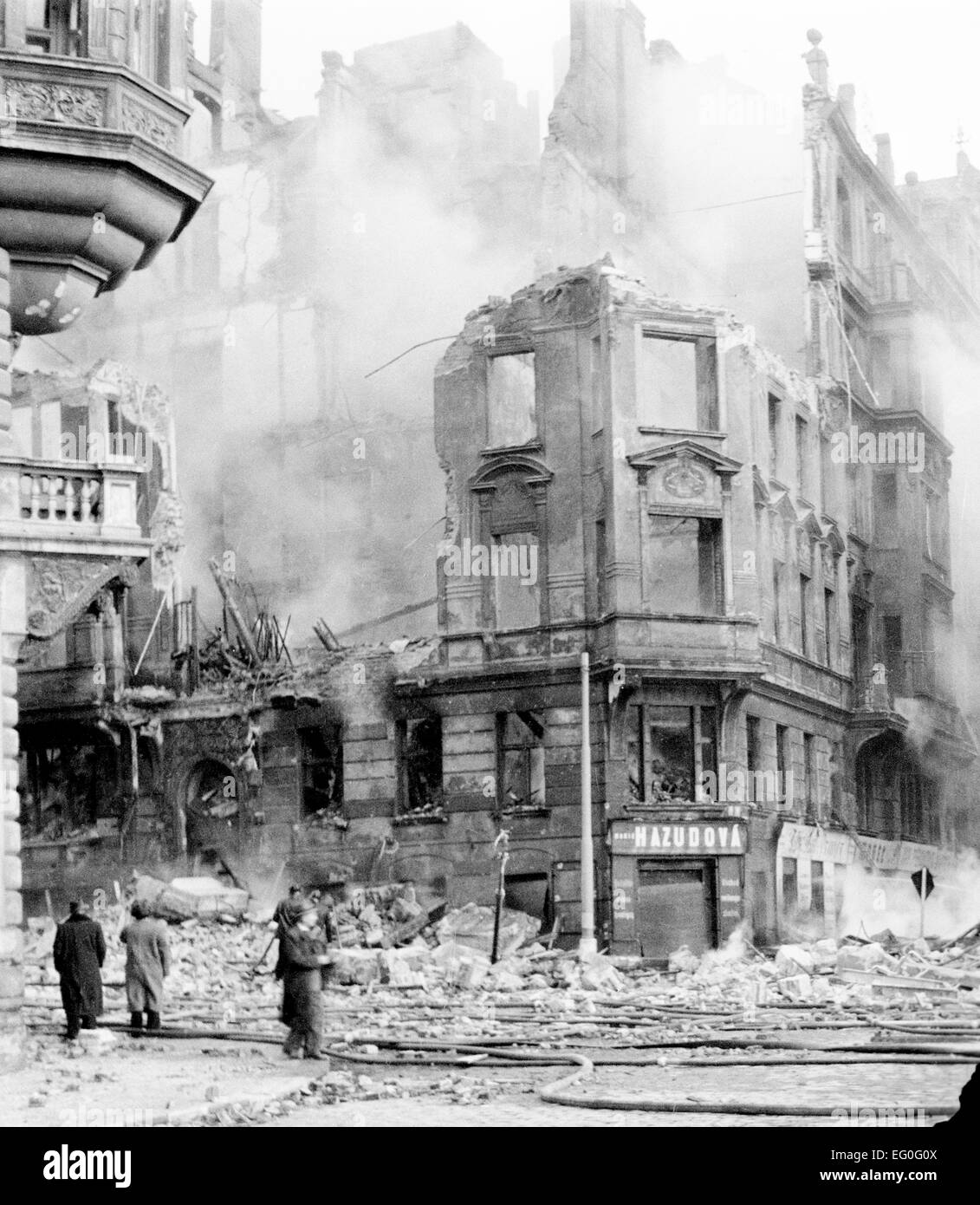 Prague during WWII, bomb raid aftermath Stock Photo - Alamy