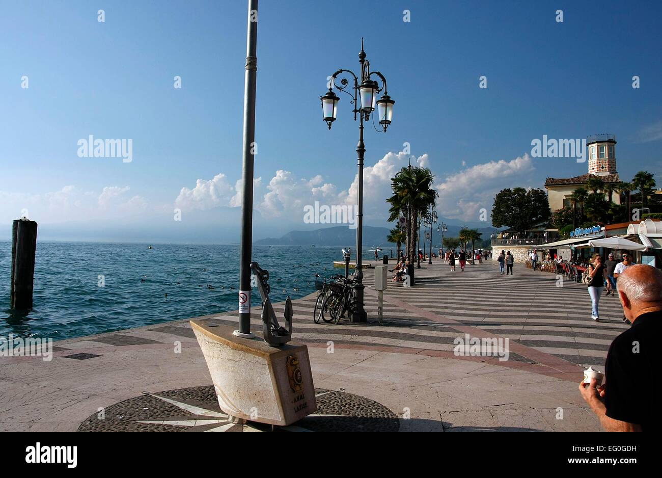 Promenade of Lazise. Lazise is located on the southeastern shore of ...
