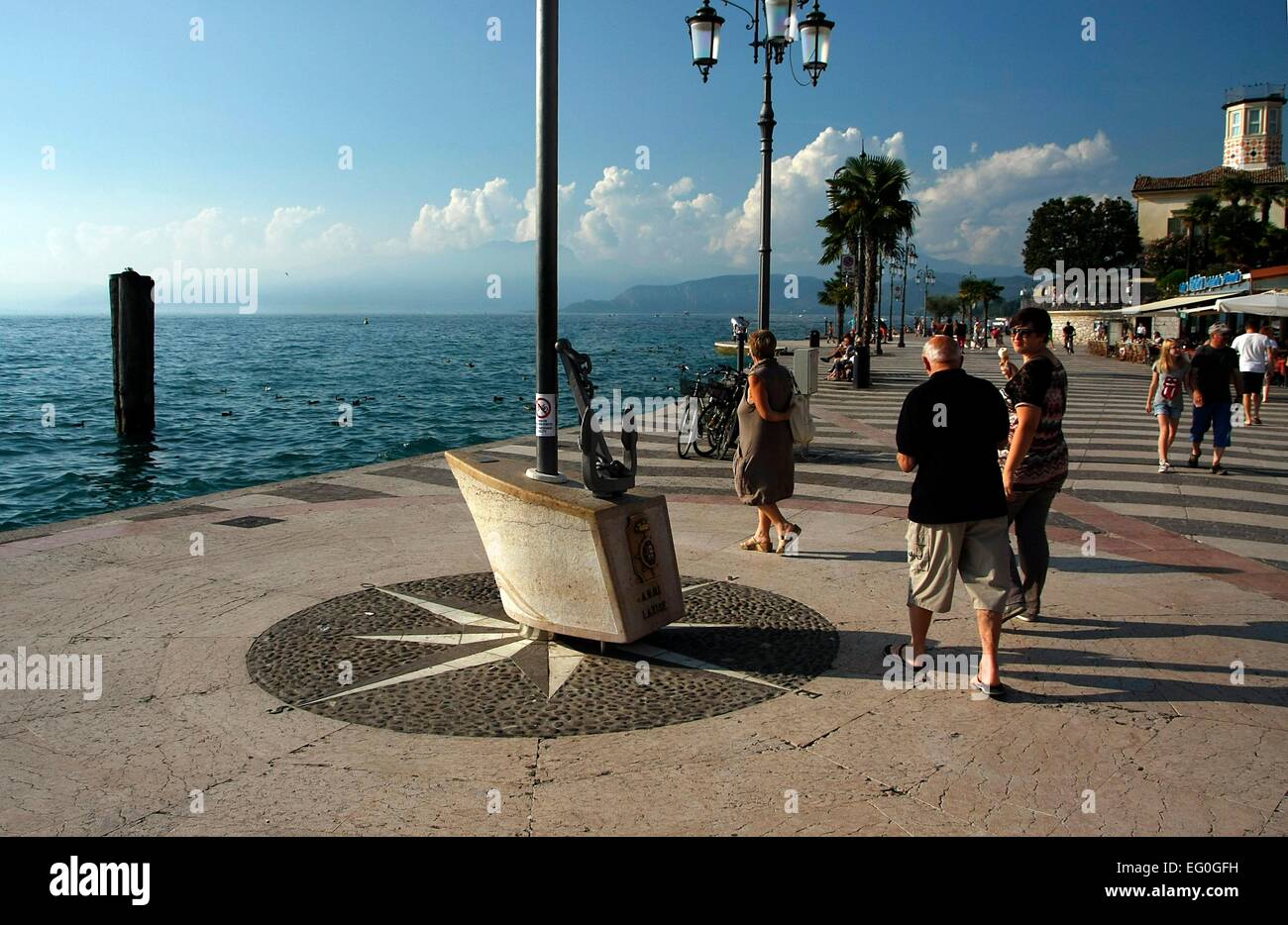 Promenade of Lazise. Lazise is located on the southeastern shore of ...
