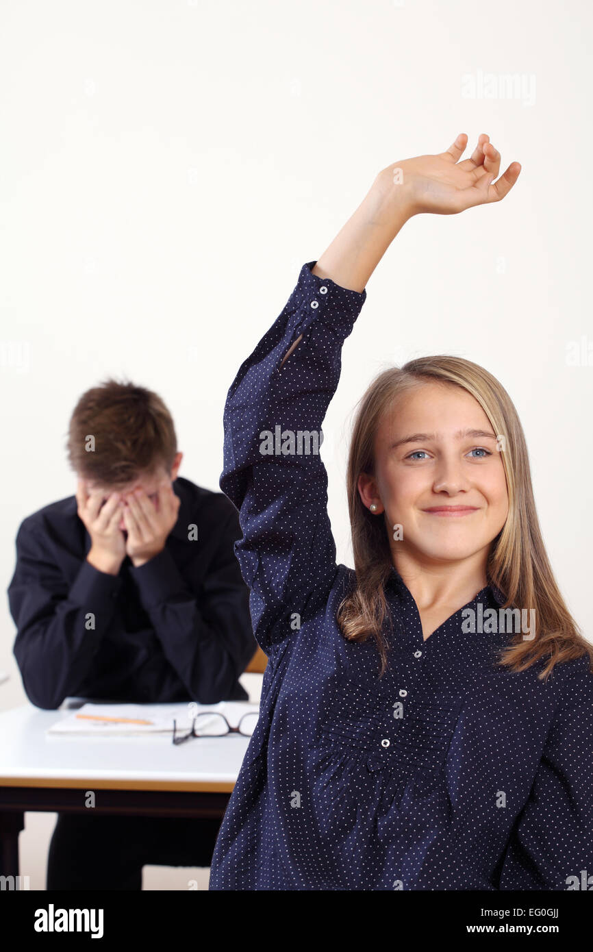 Raised arm and question hi-res stock photography and images - Alamy