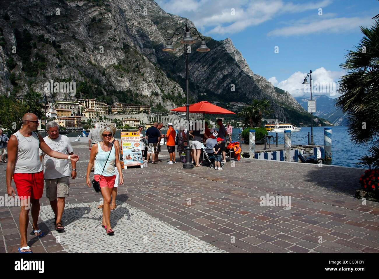 The promenade overlooking parts of Limone sul Garda, the bay and the ...