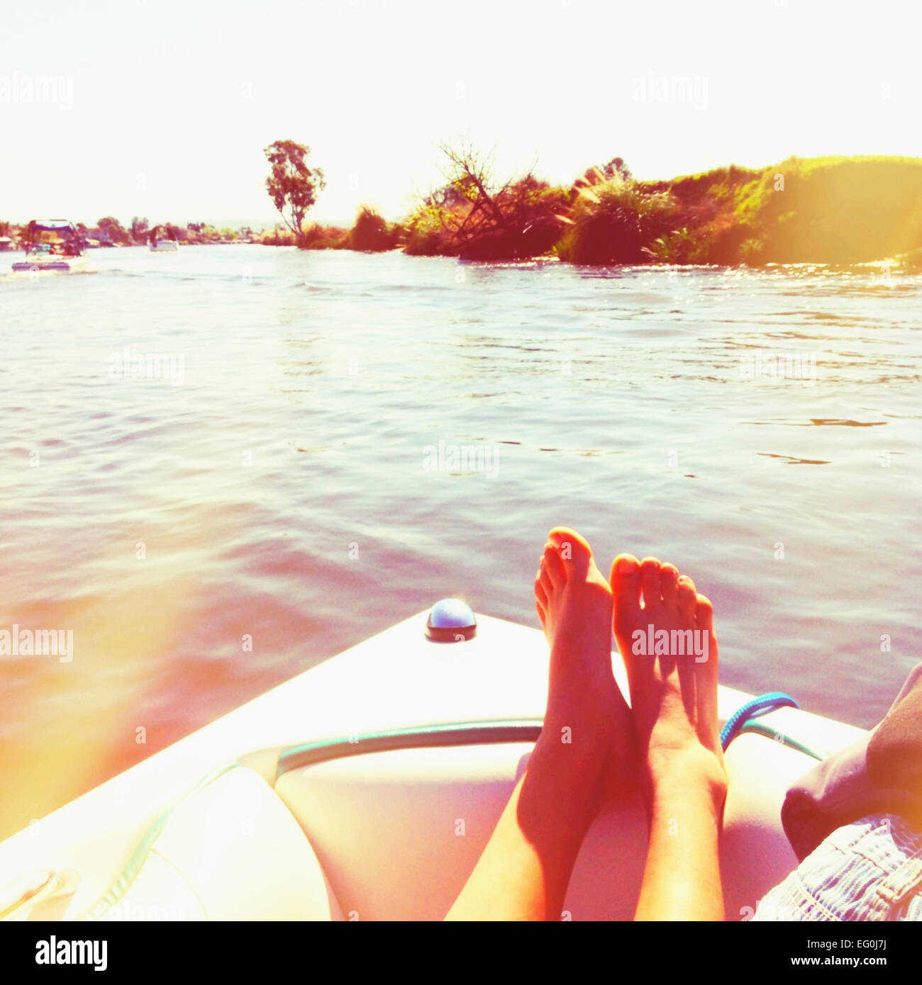 Woman relaxing on sailing boat hi-res stock photography and images - Alamy