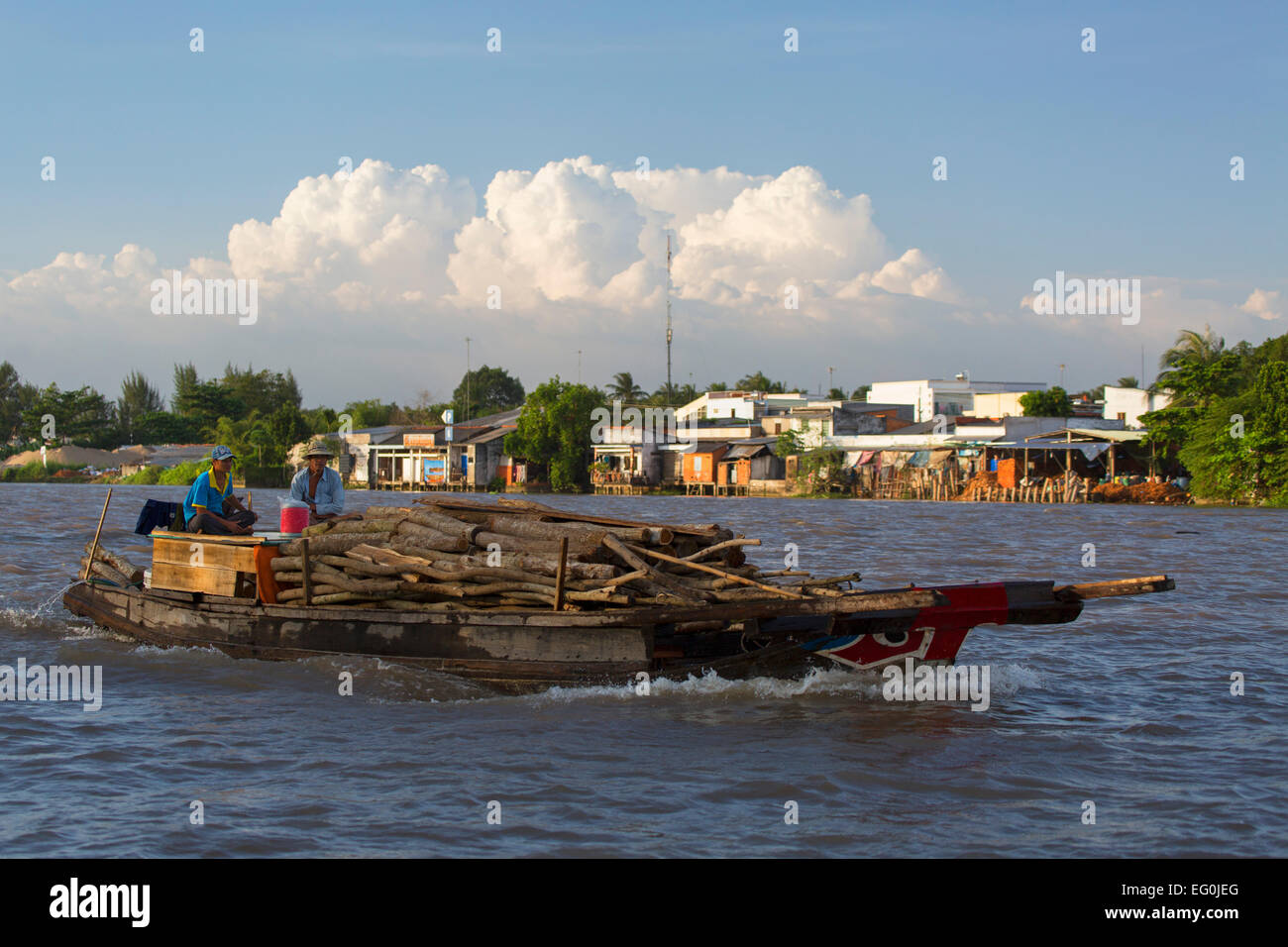 Boat on Ben Tre River, Ben Tre, Mekong Delta, Vietnam Stock Photo - Alamy