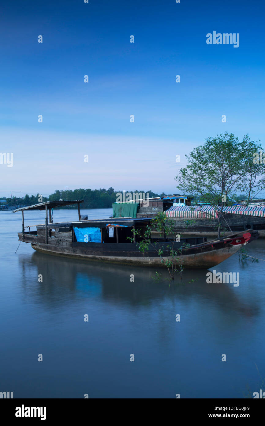 Boat on Ben Tre River, Ben Tre, Mekong Delta, Vietnam Stock Photo - Alamy