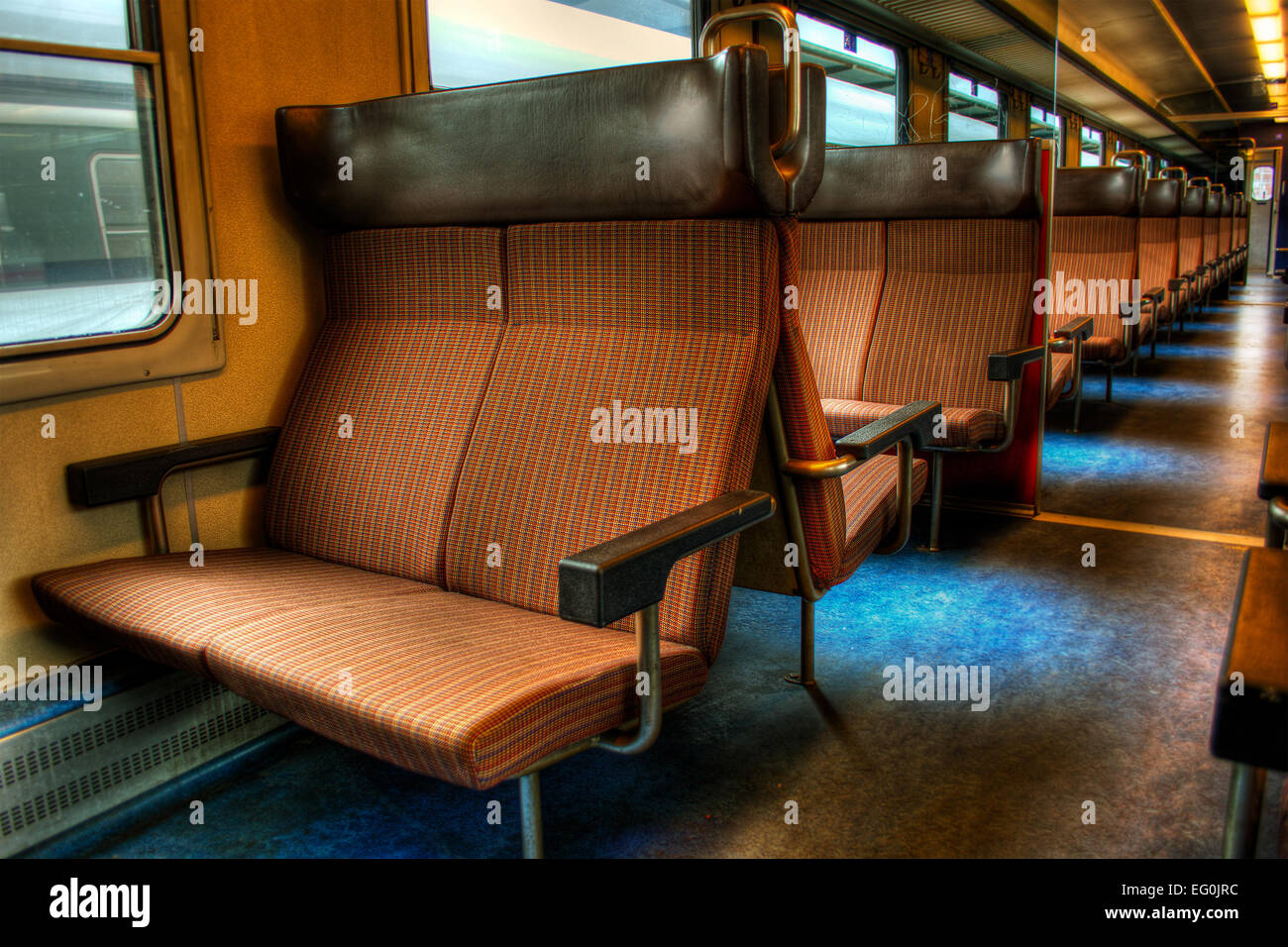 Switzerland, Seats in empty train Stock Photo - Alamy