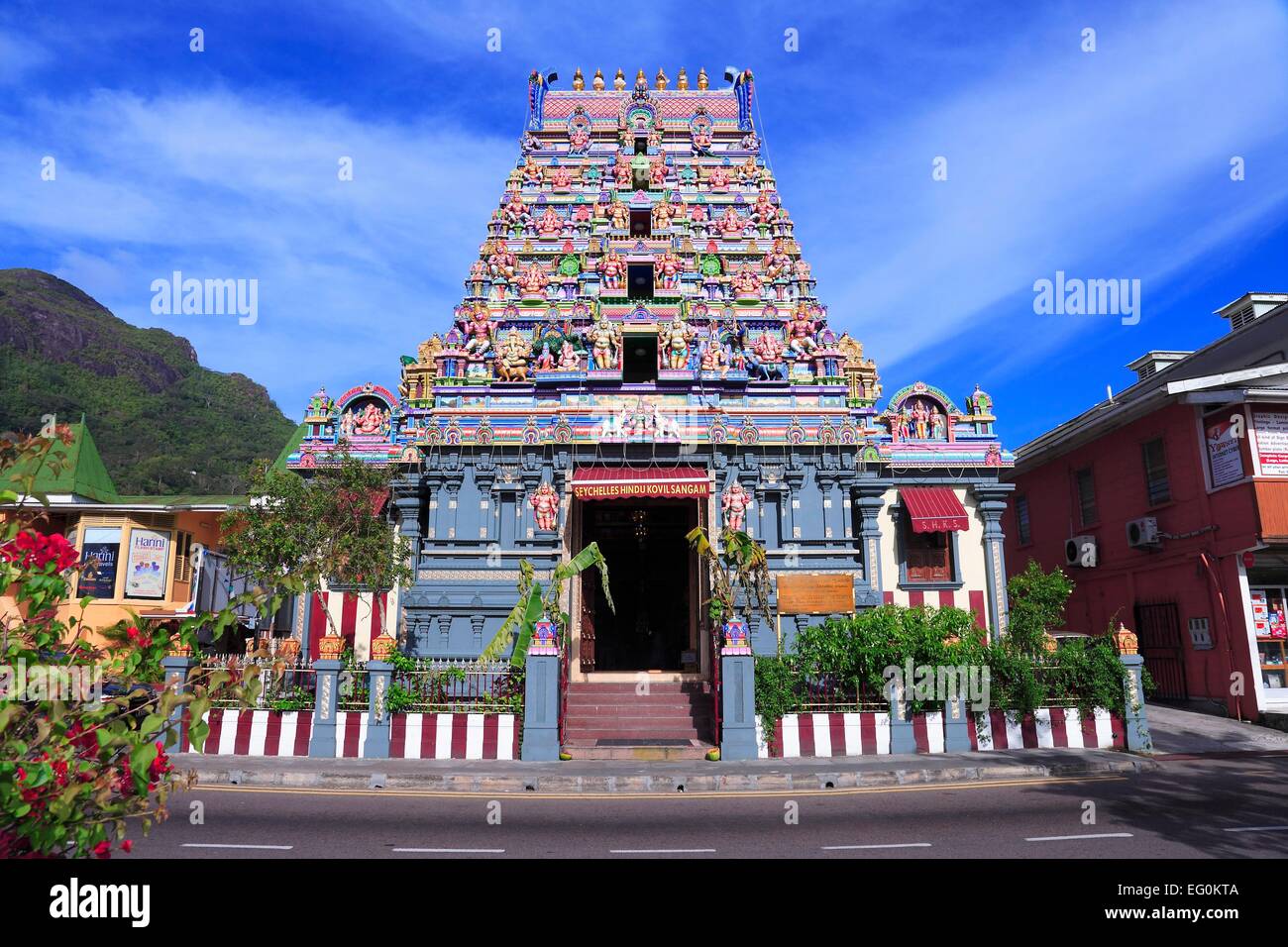 The Seychelles Hindu Kovil Sangam temple in Victoria on the Seychelles ...