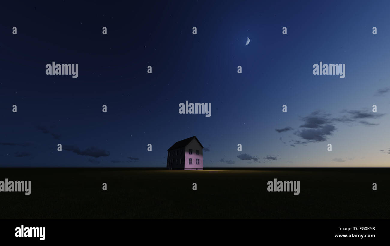 Dream House by night made in 3d software Stock Photo - Alamy