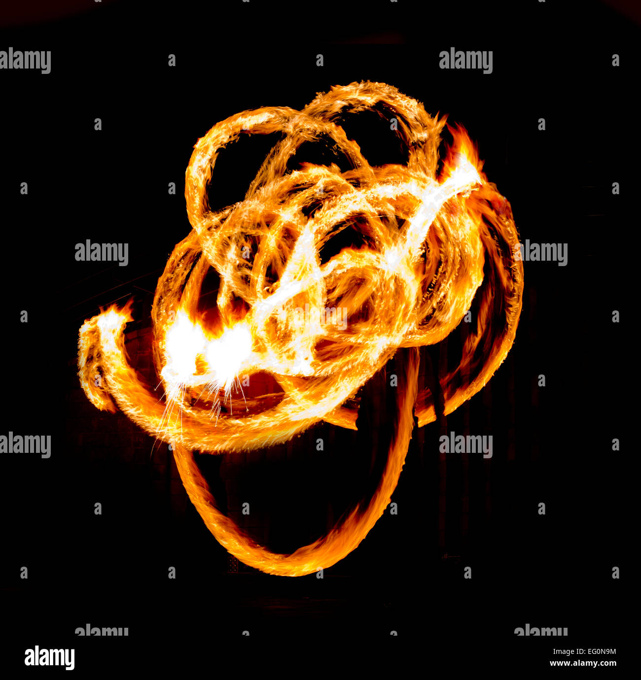 Fire Show Flaming Trails Stock Photo - Alamy