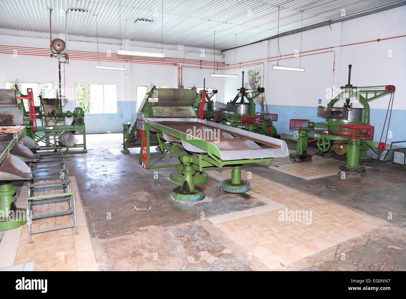 Machines for the tea production at the tea factory of the Seychelles ...