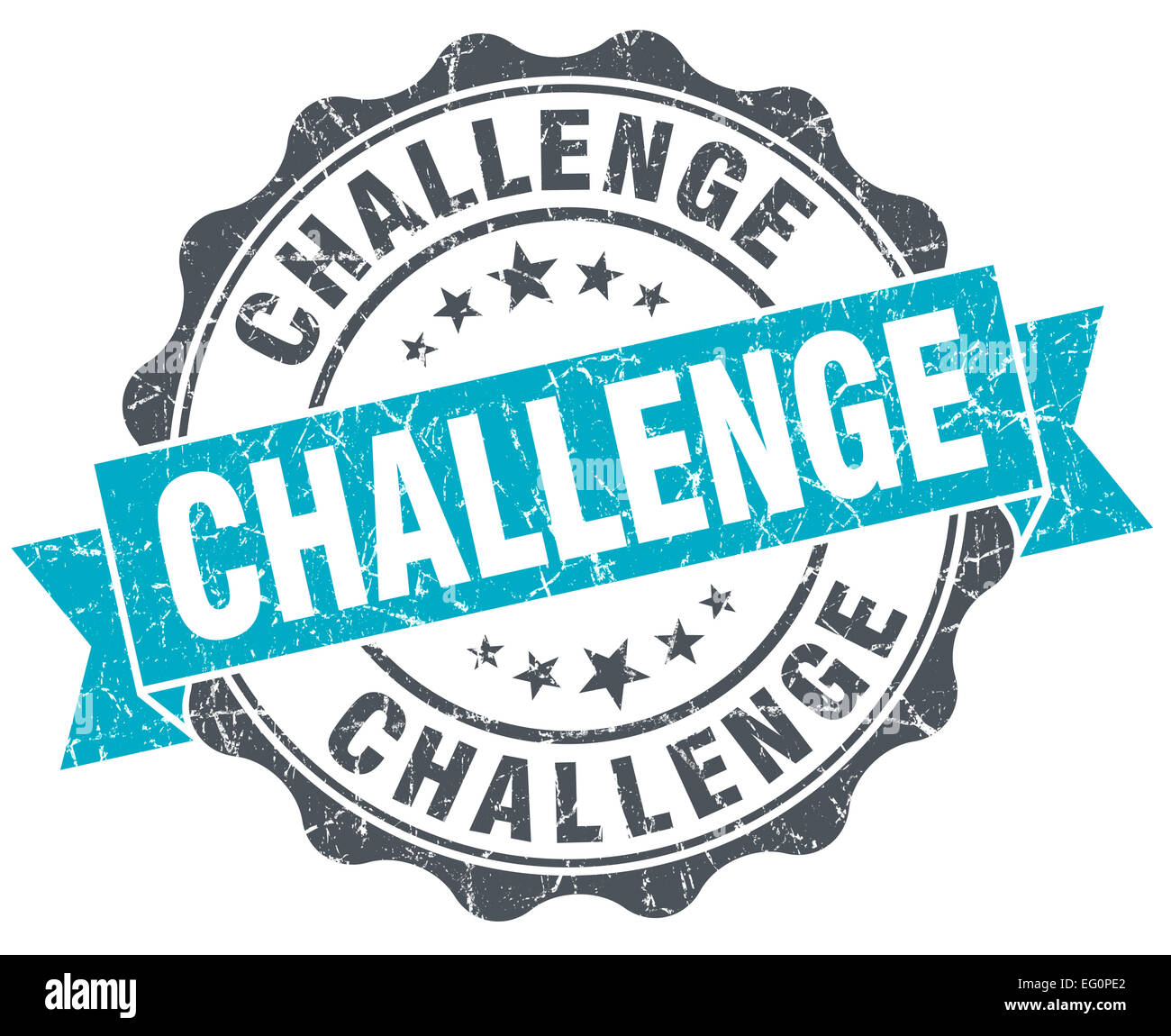 challenge vintage turquoise seal isolated on white Stock Photo - Alamy