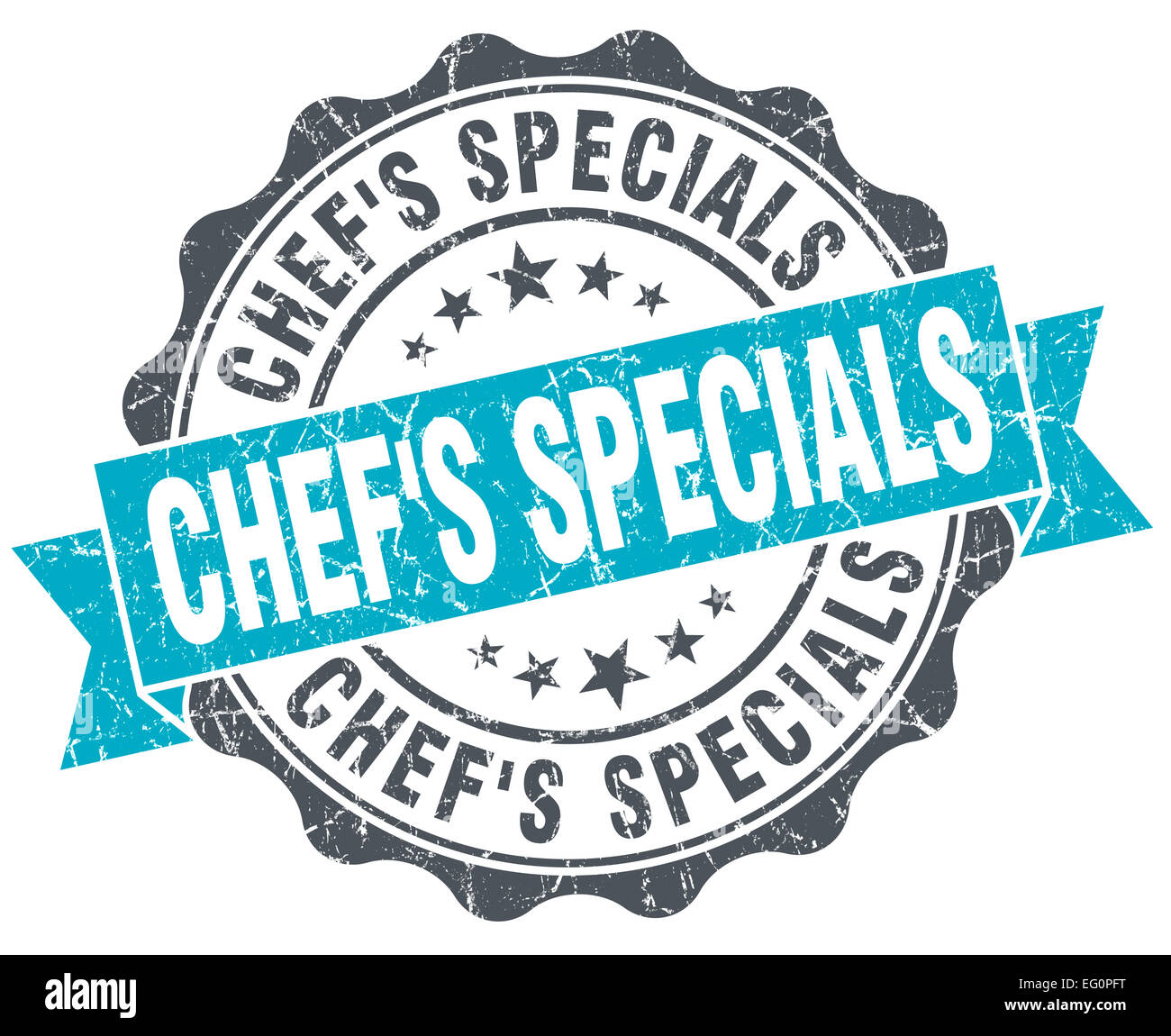 chef's specials vintage turquoise seal isolated on white Stock Photo ...