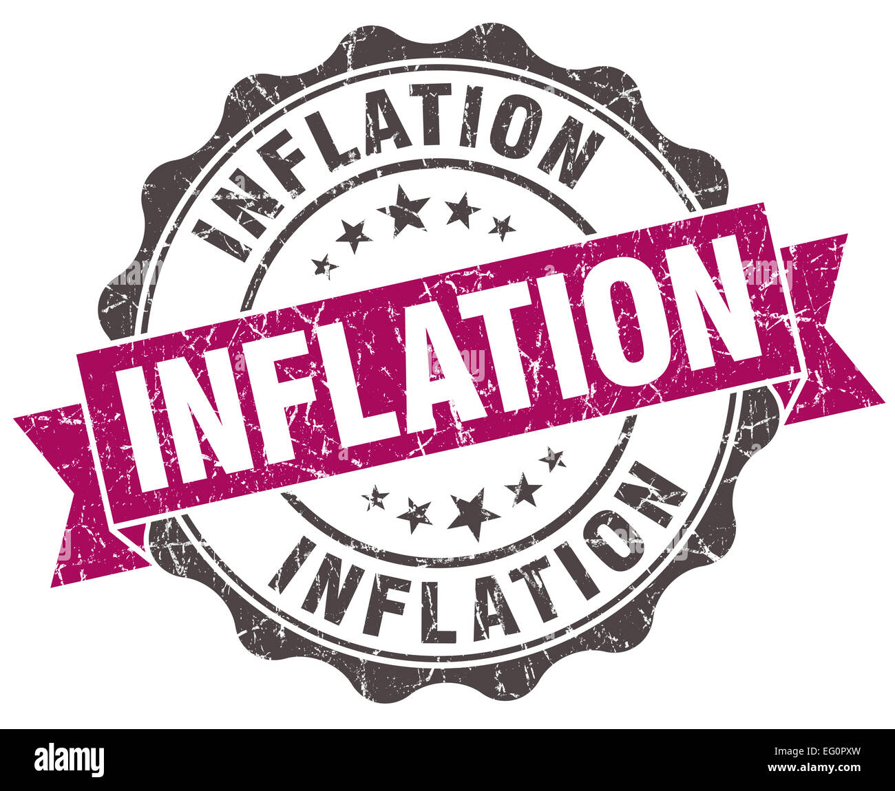 inflation grunge violet seal isolated on white Stock Photo - Alamy