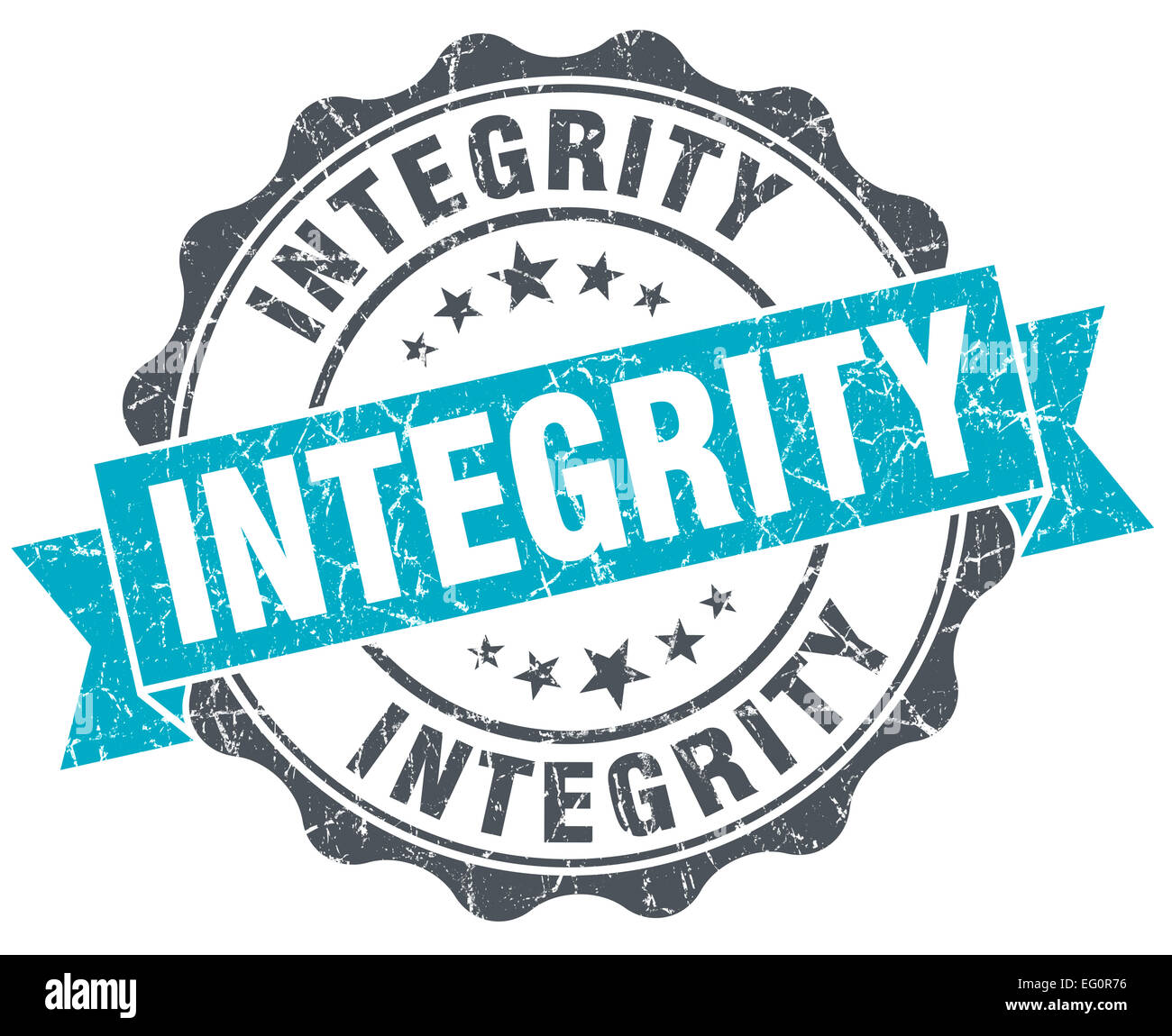 integrity vintage turquoise seal isolated on white Stock Photo - Alamy