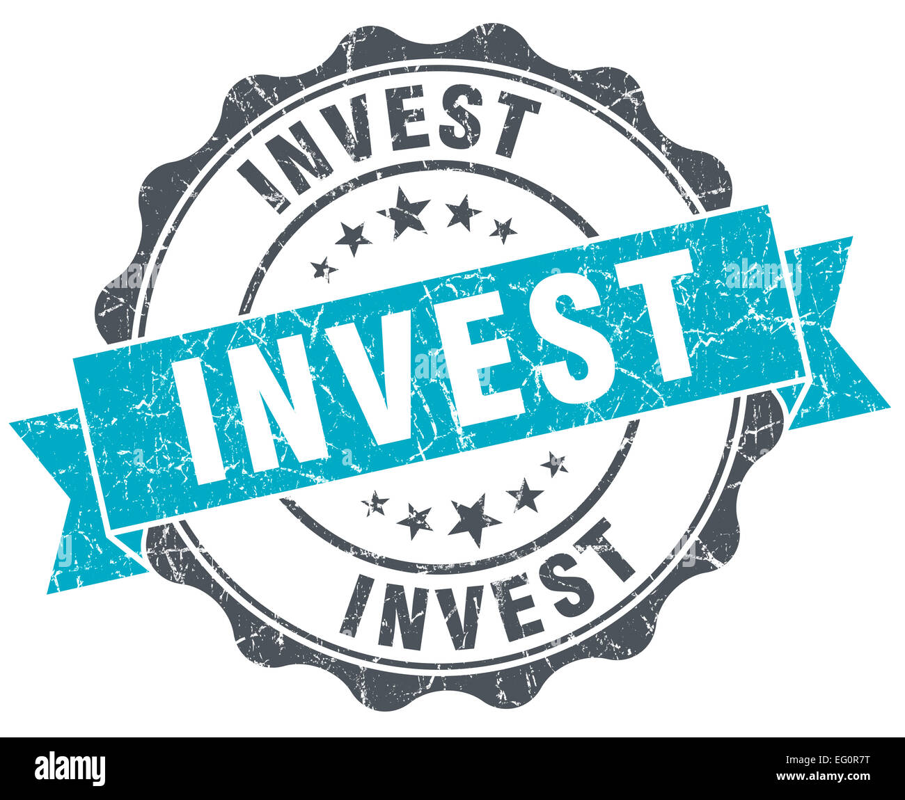 invest vintage turquoise seal isolated on white Stock Photo - Alamy