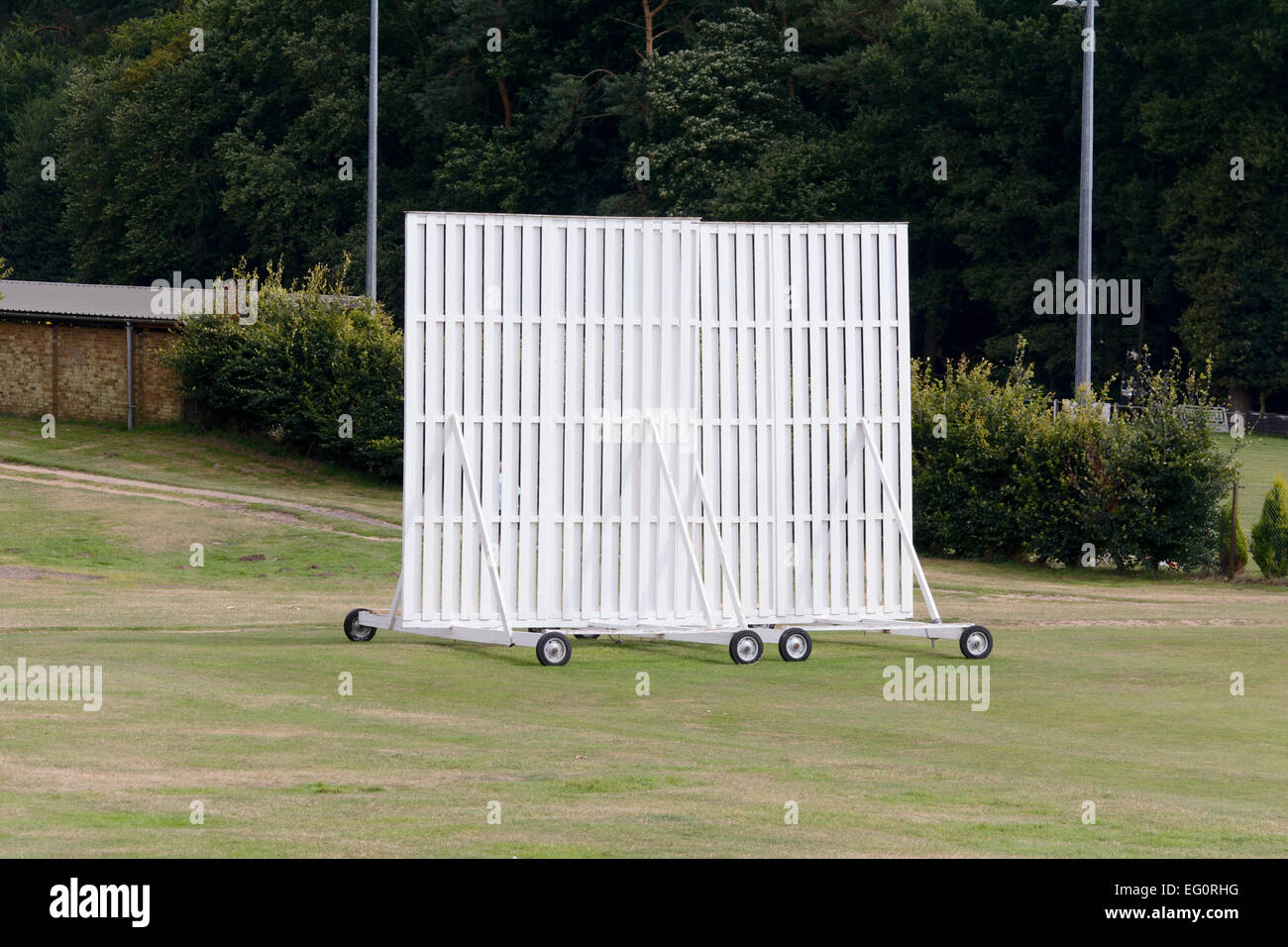 Cricket sight screen on wheels at boundary edge Stock Photo - Alamy