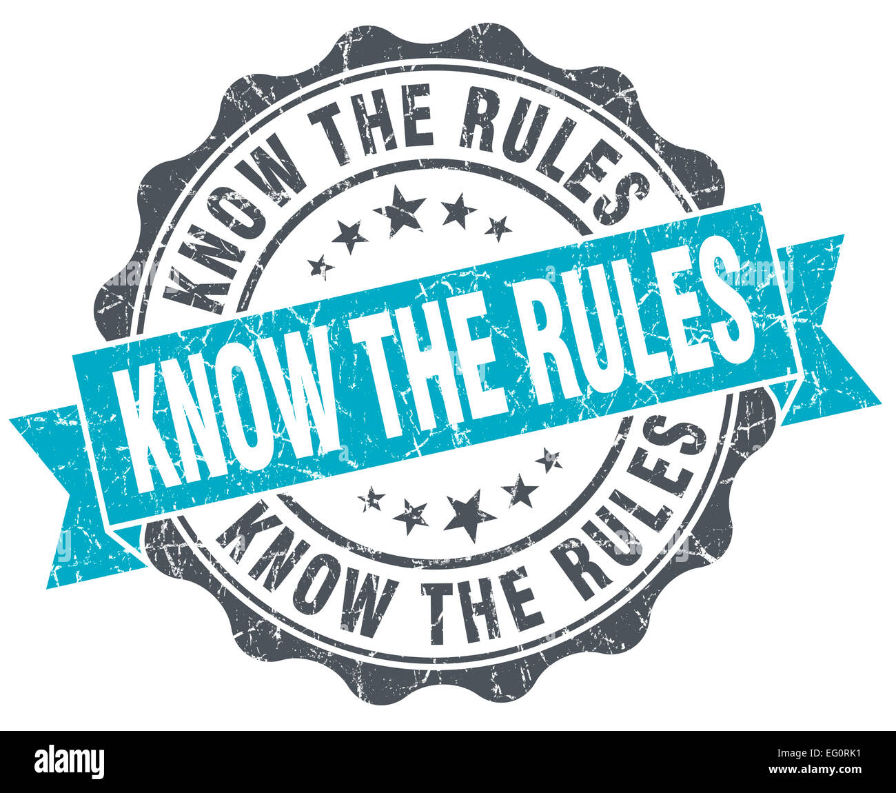 know the rules! vintage turquoise seal isolated on white Stock Photo ...