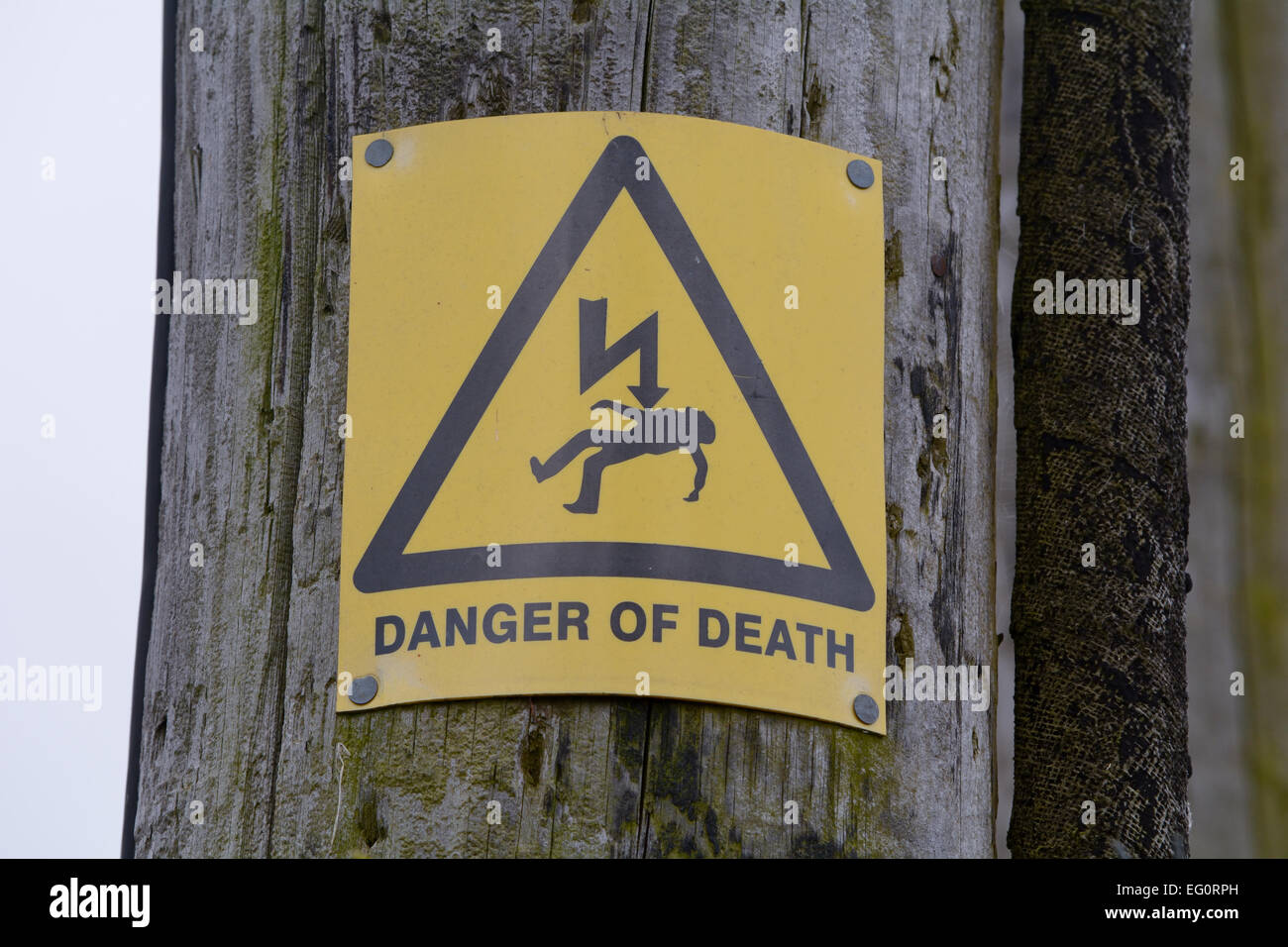 Danger of death sign on electricity pylon Stock Photo - Alamy