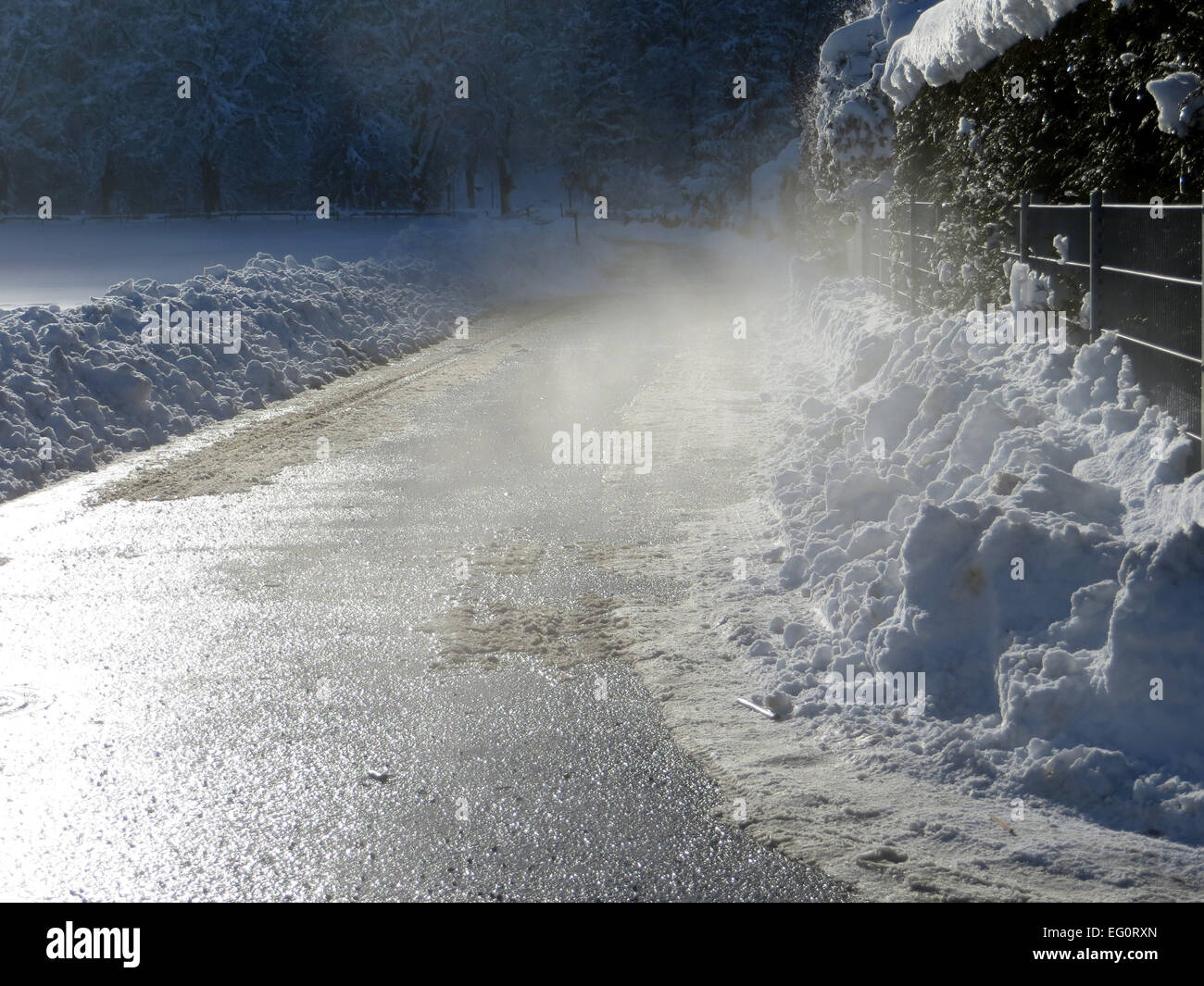 Fog over Snow Stock Photo - Alamy