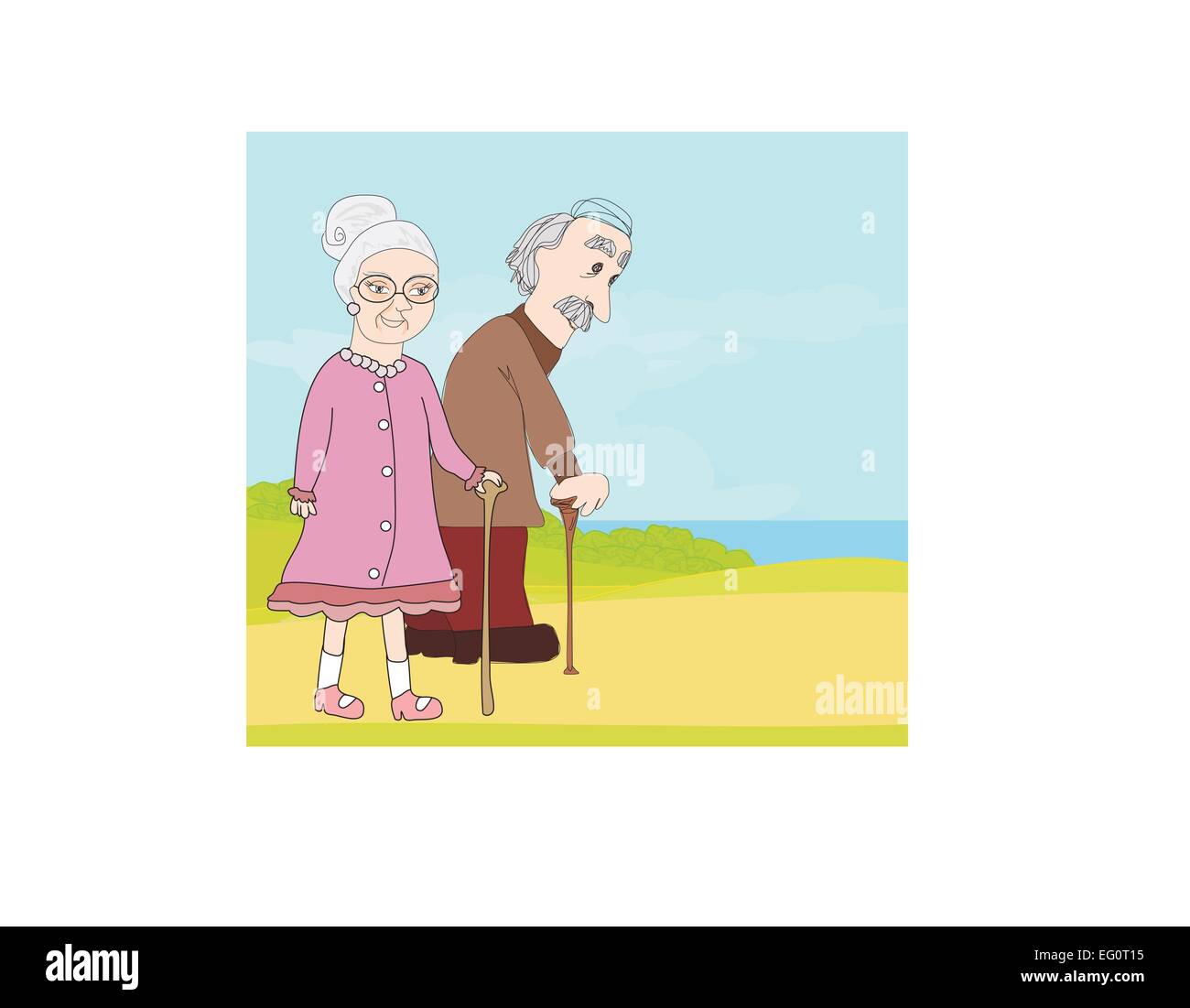 Husband wife happy elderly Stock Vector Images - Alamy