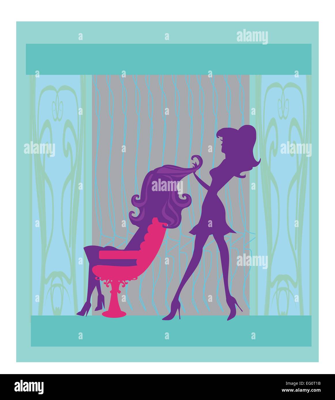 Vector illustration of the beautiful woman in hairdressing salon Stock ...