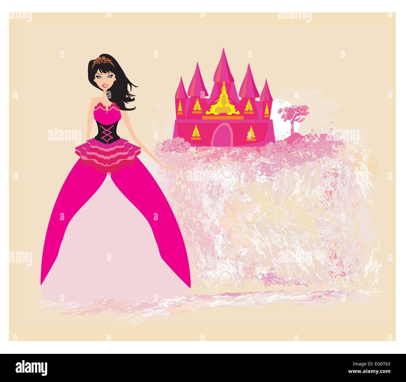 Beautiful young princess in front of her castle Stock Vector Image ...