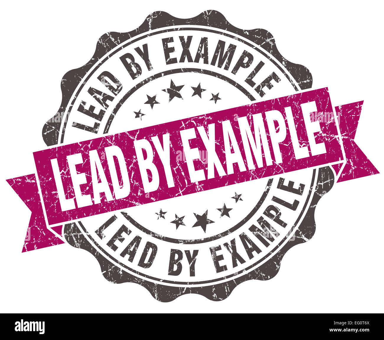 lead by example grunge violet seal isolated on white Stock Photo - Alamy