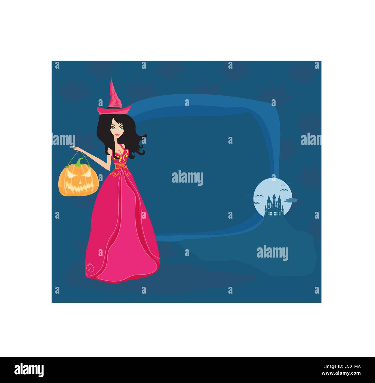 Halloween witch standing with pumpkin Stock Vector Image & Art - Alamy