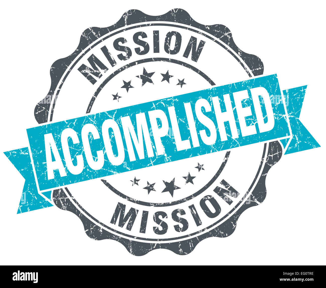 mission accomplished vintage turquoise seal isolated on white Stock ...