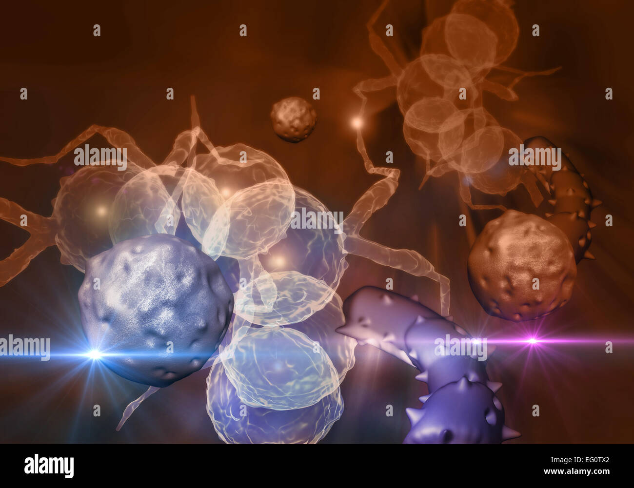 cancer cell made in 3d software Stock Photo - Alamy