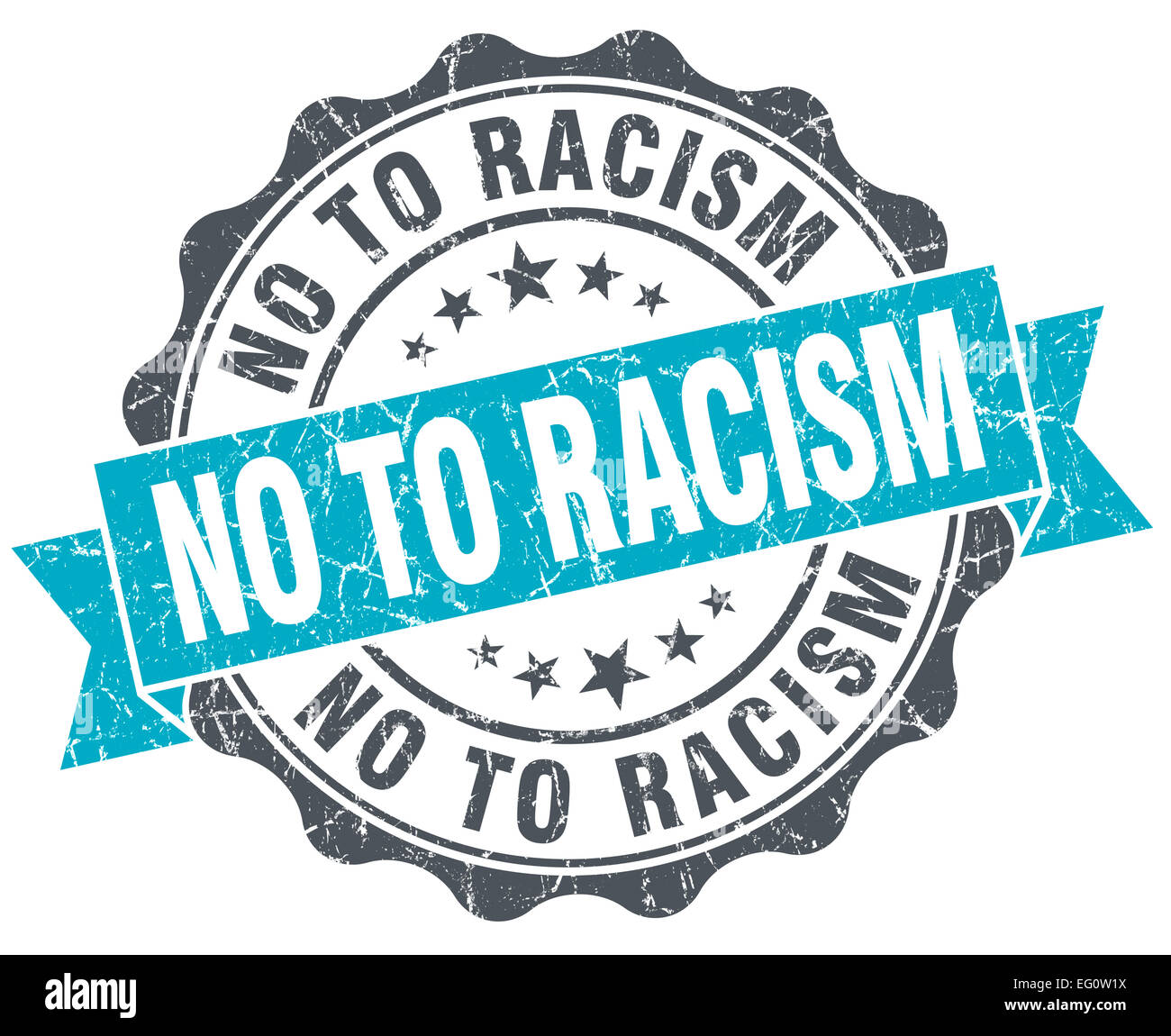 no to racism vintage turquoise seal isolated on white Stock Photo - Alamy